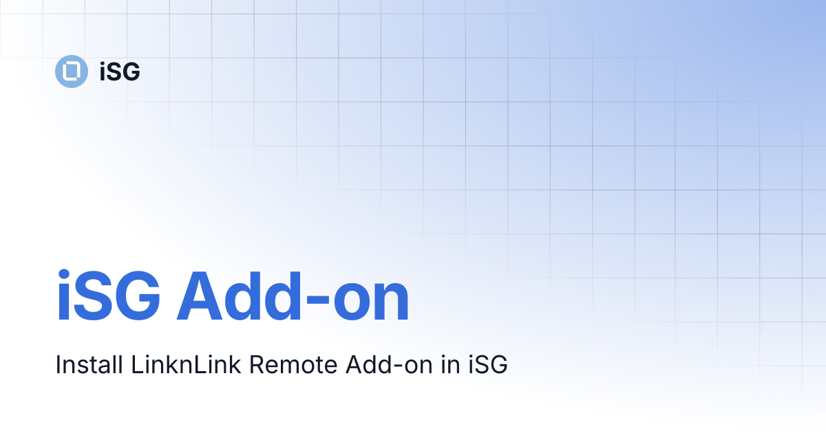 iSG Add-on | iSG