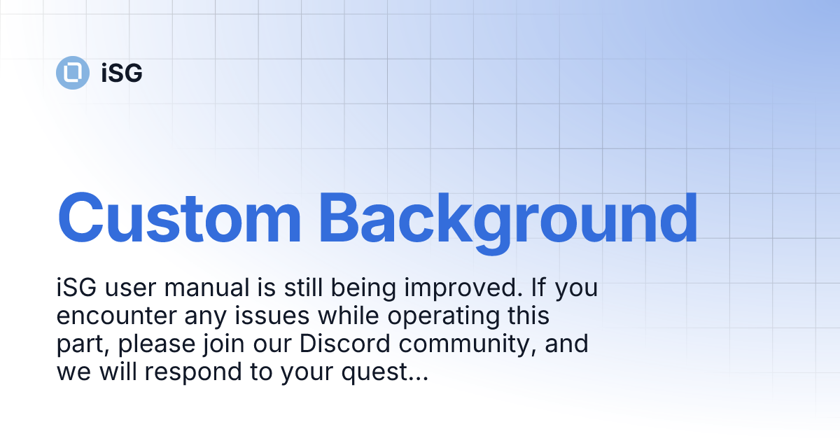 Custom Background | iSG