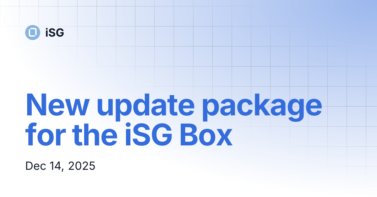 New update package for the iSG Box | iSG